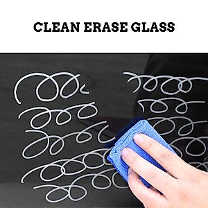 DEVELOP Magnetic Black Glass Dry Erase Board, 36 x 24 Inches (90 x 60 cm), Frameless Wall Mounted Writing Glass Whiteboard with 4 Markers, 2 Magnets, 1 Eraser