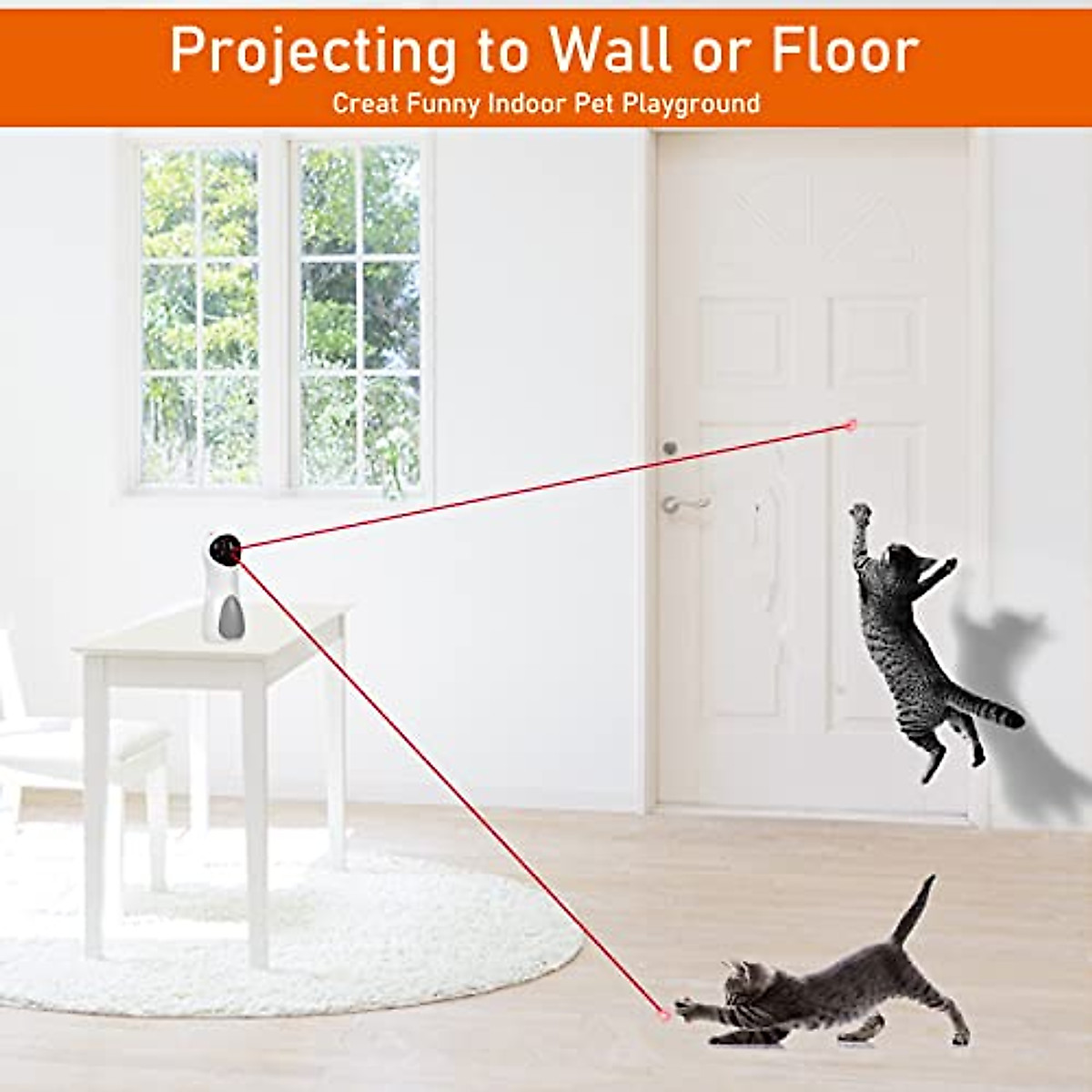 Luivnsk Cat Laser Toy Automatic Laser Pointer Cat Toys Interactive for Indoor Cats Kittens Dogs, Adjustable 5 Rotating Modes, 2 Speeds, Silent Safe Laser Cat Toy Auto On/Off, USB/Battery Powered