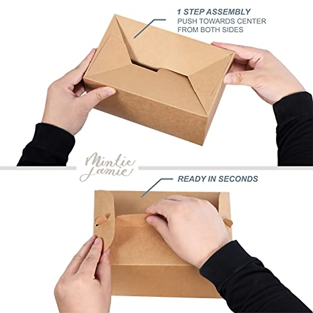 MintieJamie 24 Pack Treat Gift Boxes - 8.5 x 5 x 5.5 inches Brown Recycled Kraft Paper Box Gift Box Birthday Party Shower Favor Box (24)