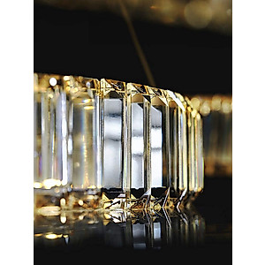 yomay Modern Crystal Chandelier Dimmable Gold Ring Pendant Light with Remote 24" Round Crystal Chandeliers for Living Room Dining Room Bedroom