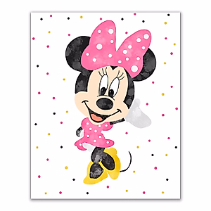 BigWig Prints Mickey And Minnie Prints - Minnie Mouse Wall Art, Mickey Mouse Wall Decor, Disney Pictures for Kids Room, Donald & Daisy Duck Posters, Goofy, Pluto - Unframed Set of 6 (8x10)