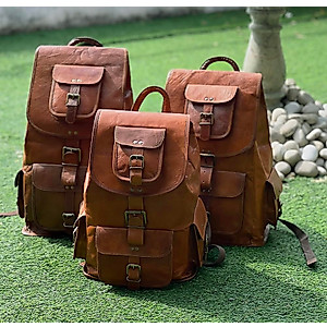 21" Brown Leather Backpack Vintage Rucksack Laptop Bag Water Resistant Casual Daypack College Bookbag Comfortable Lightweight Travel Hiking/picnic For Men