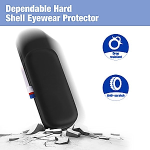 MoKo Eyeglass Case Hard Shell for Men Women, Unisex Portable Travel Protective Sunglasses Cases PU Leather Classic Glasses Storage Box Holder with Cleaning Cloth, Black