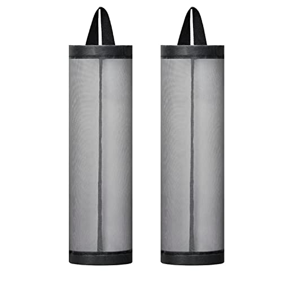 Kitchen Grocery Plastic Bag Holder and Dispenser, Waterproof Washable Wall Mount Folding Mesh Storage Bag 2 Pack Black, Recycling Grocery Pocket Containers