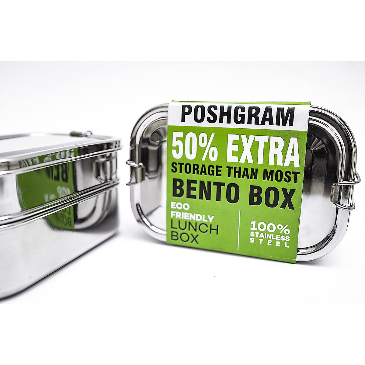 POSHGRAM Eco-Friendly STAINLESS STEEL BENTO BOX for adults and kids, 3-Tier Lunch Box For adults and kids, Size 6.4 * 4.4 * 3.3 (Inches)