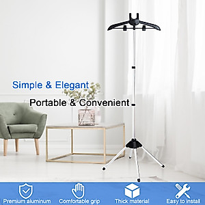 Adjustable T Shirt Display Stand, 32-63 inch Adjustable T Shirt Display for Adult, Portable Hanging Clothes Display, Hanger Rack for Retail, Boutique, Vendors, Trade Shows, Store, Events(Black)