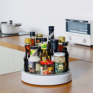 Lazy Susan Turntable Organizer,9 in Spice Turntable Rack,Rotating Round Organizers for Cabinet Pantry Kitchen Countertop Refrigerator Office Bathroom Bedroom,Grey