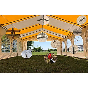 DELTA Canopies 32'x16' Budget PVC Wedding Party Tent,Easy Setup Outdoor Event Canopy,Backyard Garden Shelter Gazebo,with Waterproof Top,Galvanized Steel Frame,Commercial/Residential Use,Yellow White