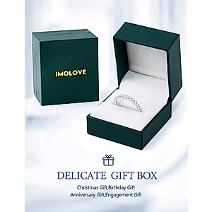 IMOLOVE Moissanite Wedding Band, Wedding Rings for Women, 0.42 ct D Color VVS1 Lab Created Diamond Sterling Silver Rings Half Eternity Stackable Engagement Ring Anniversary Band Size 3-13-7-0.42ct