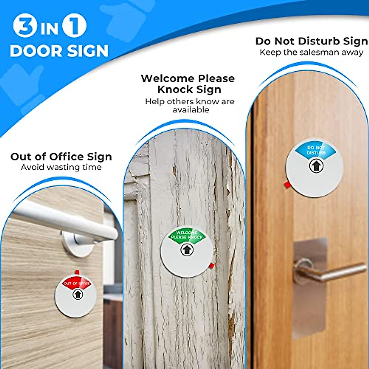 Office Door Signs, Out of Office Sign, Welcome Please Knock Sign, Do Not Disturb Sign, Office Privacy Sign That Lets Others Know Whether You're Available Or Not (4inch,Silver)