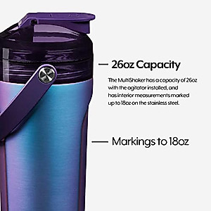 BrüMate MultiShaker Blender Shaker Bottle | 100% Leakproof Insulated Stainless Steel Shaker Bottle | Protein Shaker Bottle, and Pre Workout Bottle for the Gym | 26oz (Dark Aura)