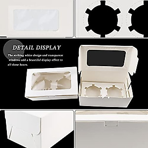 GothaBach 30 Pack White Paper Cupcake Boxes with 2 Cavity Cookie Gift Boxes with Clear Window 2 Treat Holder Cupcake Containers Bakery Cake Box