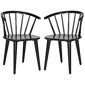 Safavieh Home Collection Blanchard Black Curved Spindle Side Chair, Wood, (Set of 2)