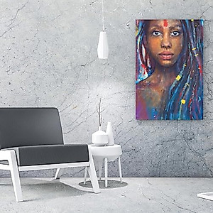 ESyem Posters African Wall Art African American Beautiful Women Poster Abstract Portrait Poster Canvas Art Poster And Wall Art Picture Print Modern Family Bedroom Decor 24x32inch(60x80cm) Frame-style