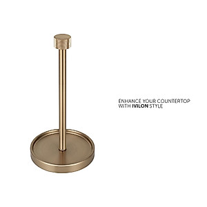 Ivilon Countertop Paper Towel Holder - Modern Knurling End Cap Minimalist Design - Color Warm Gold