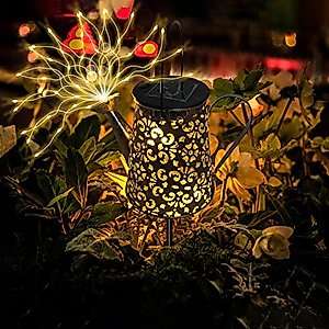Solar Outdoor Lights Garden Decor, Waterproof Watering Can Landscape Lights with Led, Retro Metal Kettle String Lights for Yard Lawn Patio Pathway Courtyard Party Decorations Gardening Gifts