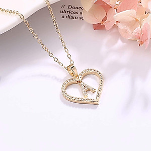 IEFSHINY Initials Letter Necklace for Girls Women, 14k Gold Plated K Letter Big Necklaces for Women CZ Pendant Necklace with Initials for Women Teen Girls Jewelry Teenage Mothers Day Valentines Gift