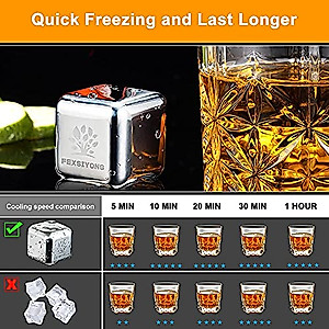 Whiskey Stones, Whiskey Gifts for Men, 1.5"Extra Large Reusable Ice Cube, Made of 304 Stainless Steel, Set of 2