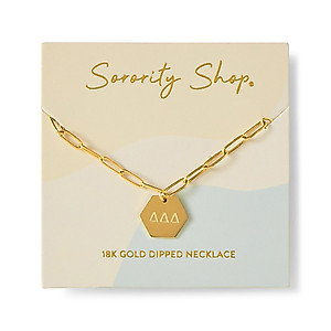Sorority Shop Delta Delta Delta Paperclip Necklace — DDD 18K Gold Plated Sorority Gifts Necklace, Long-Lasting Delta Delta Delta Gifts for Women