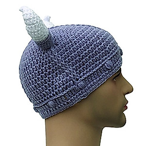 Kafeimali Unisex Barbarian Knight Knit Hat Viking Horns Beanie Funny Caps (Gary)