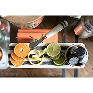 Mud Pie Striped Marble Board Sets (Long), board 16"" x 7"" | spreader 7"""