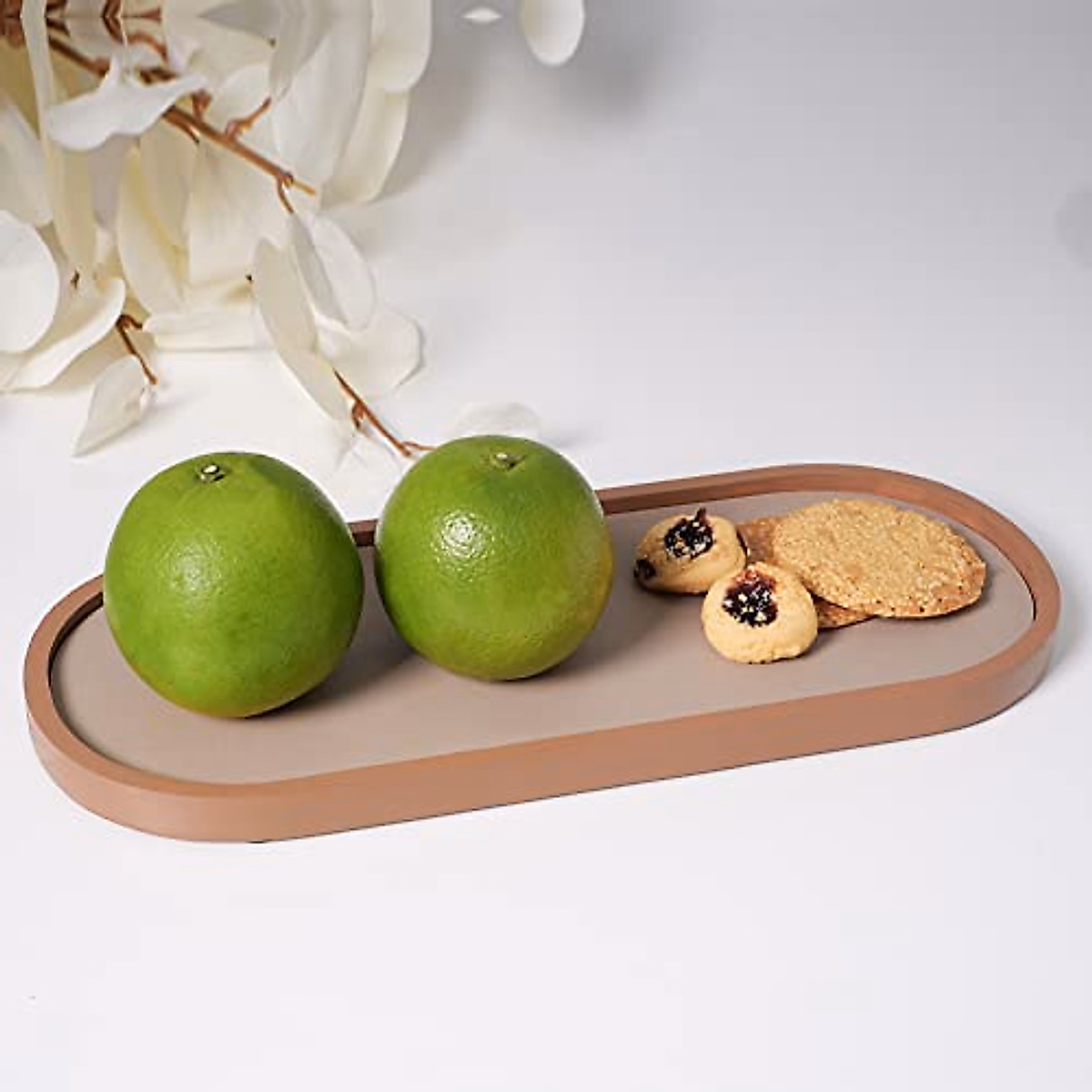 Tynulox Wood Coasters for Drinks | Warm Brown Oblong  Multipurpose Plate | Wooden Shallow Storage Tray