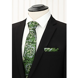 HISDERN Lot 3 PCS Classic Men's Tie Set Necktie & Pocket Square Elegant Neck Ties Collection,T3-s7,One Size