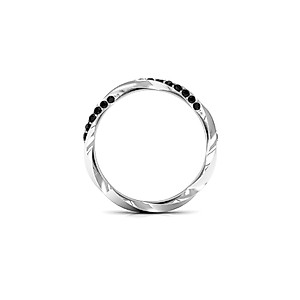 Natural Black Diamond Half Eternity Ring, AAA Quality, Certified Black Diamond Twisted Eternity Ring - Ready to Gift, 14K White Gold, Size:US 5.00