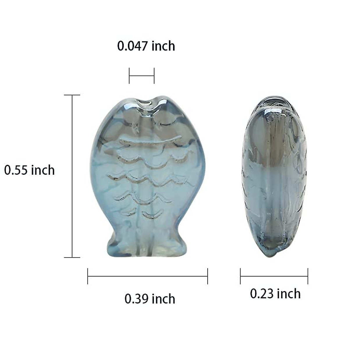 210Pcs Colorful Fish Glass Beads Fish Beads Sea Glass Beads Glass Fish Beads for Jewelry Making