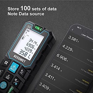 Laser Measurement Tool with Phone App, Real Time Data Sharing+Floor Plan Mapping Laser Tape Measure, 229 Ft Laser Measure, ±1/16 inch Accuracy, Ft/in/Ft+in/M Unit Switch and 6 Modes of the Measurement