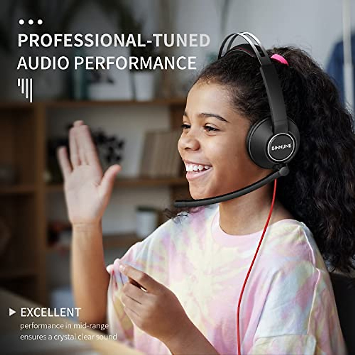 BINNUNE USB Headset with Microphone for Computer Laptop Zoom Conference Call Center, PC Office Wired Stereo Headphones Noise Cancelling Boom Mic…