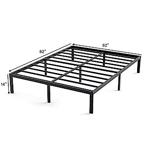 Minimalist Studio Metal Bed Frame – Heavy Duty Mattress Foundation with Anti-Slip Steel Slat Support, Durable Platform Base with Underbed Storage, Easy Assembly (Queen)