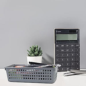 Yarebest Plastic Storage Bins, Small Basket, 6 Pack Grey Baskets