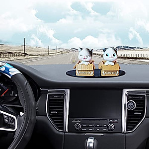 SYSUII Cat Car Dashboard Decoration,Bobble Head Cat Ornament Shaking Head Lucky Cat Figurines Animal Dancing Figure Toy Car Interior Ornament Home Office Desktop Decoration Bobble Head Toy Gift