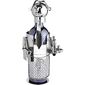 BRUBAKER Wine Bottle Holder Waiter - Metal Sculpture - Wine Rack Decor - Tabletop - with Greeting Card