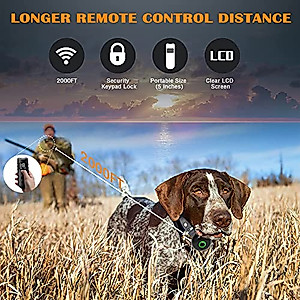 FATEAR Dog Shock Training Collar with Remote 2000ft for Large Medium Small Dogs, Rechargeable Waterproof Electric Collar with 3 Modes, Beep, Vibration and Shock