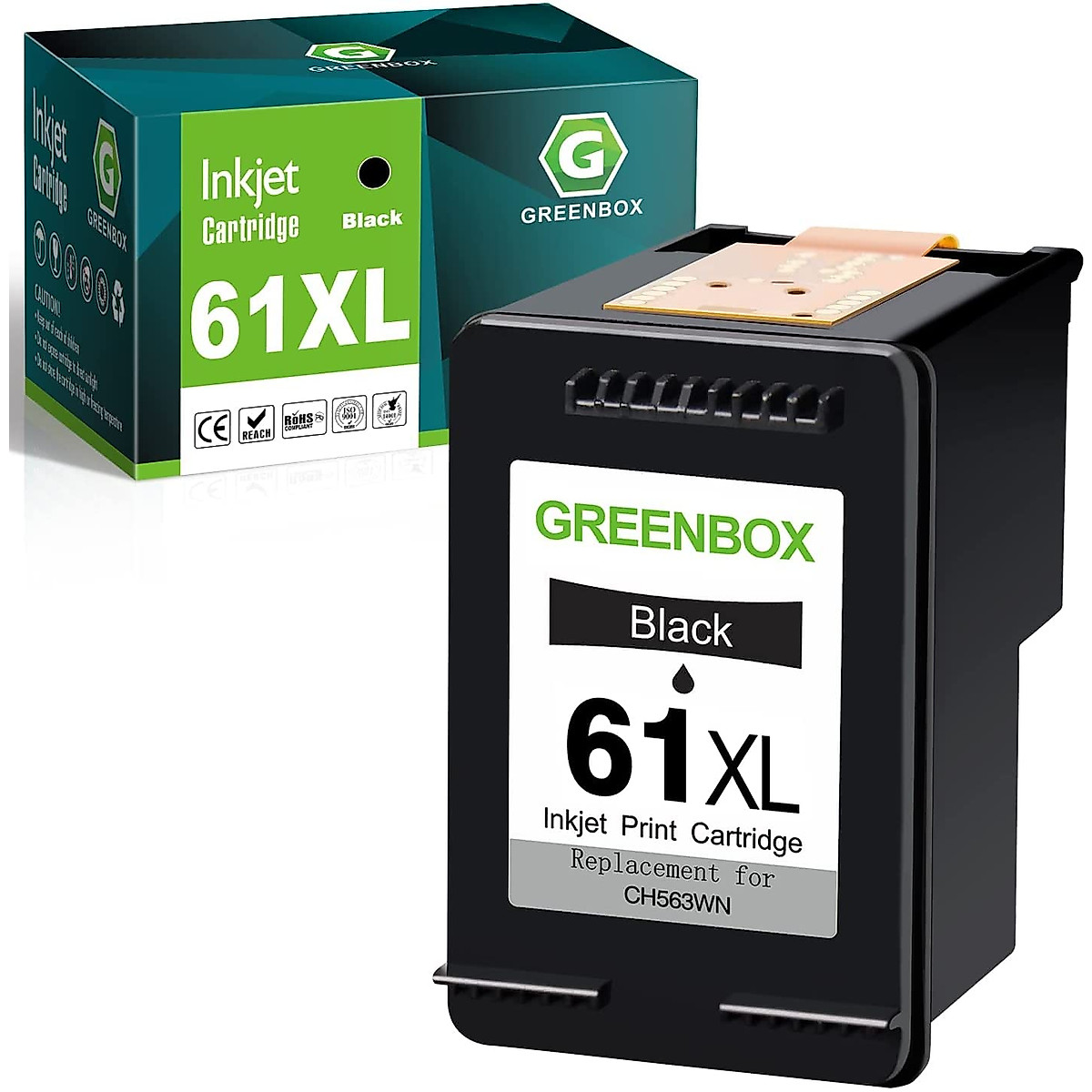 GREENBOX Remanufactured Ink Cartridge Replacement for 61XL 61 XL for Envy 4500 5530 5534 5535 Deskjet 1000 1010 1510 1512 2540 3050 3510 3050A Officejet 2620 4630 4635 Printer (1 Black)