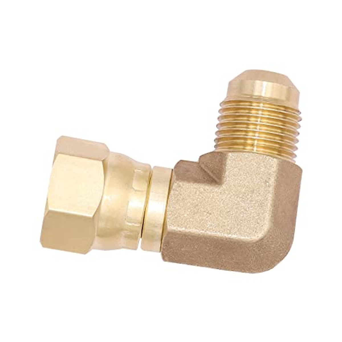 90 Degree Elbow Connector Coupling Adapter for Fire Pit,BBQ Grills and Olympian Wave Heater Brass Tube Fitting, Replacement for Camco 57633 (3/8" female swivel flare x 3/8" male flare)