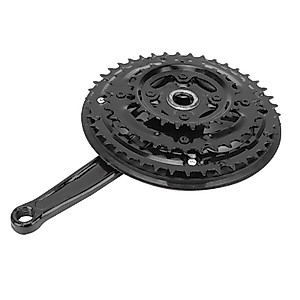 Tbest Bike Crankset, High Carbon Steel Crankset Crank 24-34-42T with Chains Cover for Mountain Bike 42/34/24 Crankset Crankset Bike 170
