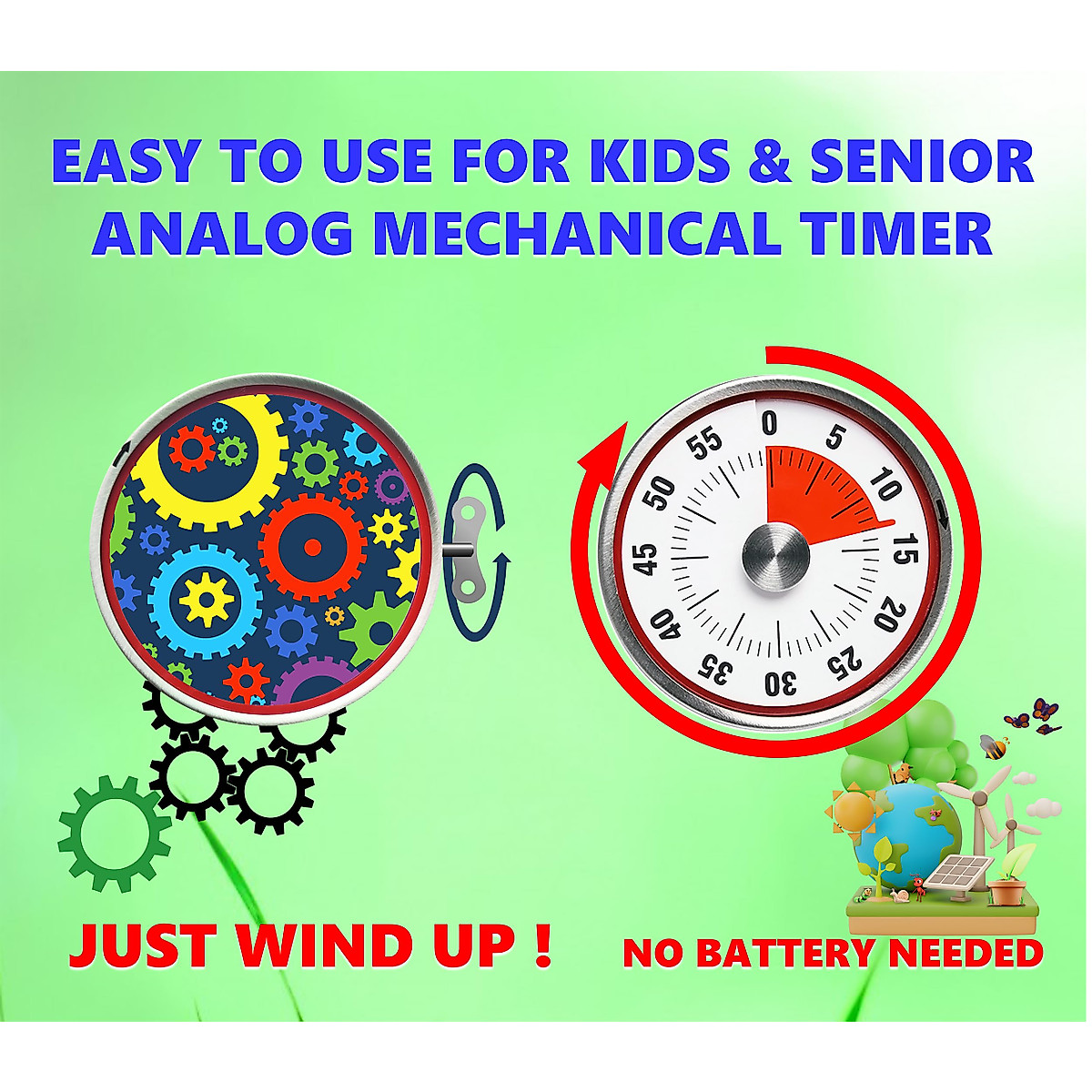 iLakia 60-Minutes Visual Timer, Kitchen Timer for Cooking, Classroom Timer for Kids (3.1" Big Screen), Mechanical Countdown Timer with Magnetic, Time Management Tool for Kids, Toddler, Autism, ADHD