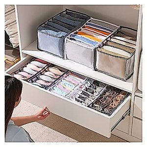 ZZSRJ Washable Jeans Compartment Storage Box Wardrobe Clothes Drawer Mesh Partition Box Household Storage Rack (Color : Black T-Shirt Grid, Size : One Size)