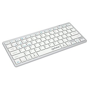 Manhattan Small Bluetooth Wireless Keyboard - Dual Modes of 2.4G + Bluetooth 4.2 - Connects Up To 3 Devices – Slim Mini Size – for Tablet, Mac, iPad, Apple, Android, Windows –3 Yr Mfg Warranty –180566