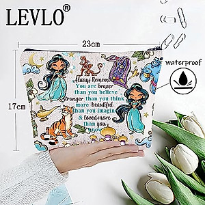 LEVLO Jasmine Princess Cosmetic Make Up Bag Jasmine Fans Gift You Are Braver Stronger Smarter Than You Think Jasmine Zipper Pouch Bag Jasmine Merch(Always Jasmine)