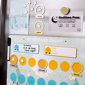 LitteHippo Magnetic Star Reward and Behavior Chart - Rewards Board for Potty and Sleep Training - Chores Chart for Toddlers - Responsibility Chart for Kids at Home (Includes Bonus Bedtime Pass)