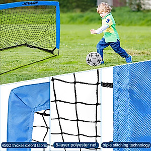 Soccer Goals for Backyard Set, Portable Kids Toddler Soccer Goal 2 of 4' x 3', Pop Up Soccer Net Soccer Training Equipment with Size 4 Soccer Ball, Carry Bag, Youth Games, Sports, Outdoor Play