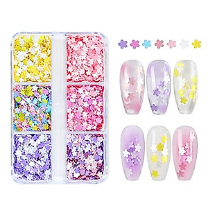 KACHIMOO Nail Art Glitter Sequins,Flower Shape Nail Flakes Confetti Sticker Nail Art Supplies for Face Hand Body Eyes Make-up Decorations (Set 2)