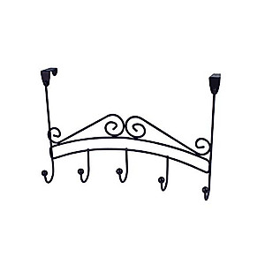 Spectrum Diversified Yorkshire Over The Door 5 Hook Rack for Hanging Entryway Kitchen and Bathroom Organization, Black