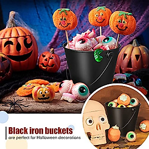 24 Packs 4.1 x 4.7 Inch Metal Buckets with Handle Small Iron Pail Metal Buckets for Party Black Bucket for Plant Candy Crafts Vase Favor Mini Toy Container School Storage and Party Supplies