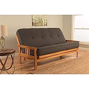 Kodiak Furniture Monterey Futon with Linen Fabric Mattress in Butternut/Gray