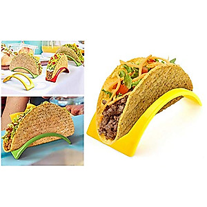 9pc Colorful Stackable ALAZCO Taco Holder Stand Server - For Soft & Hard Shell Taco - Backyard Party Picnic Fiesta (3 Red, 3 Green, 3 Yellow) BPA Free